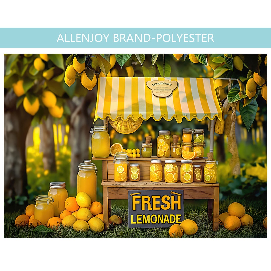 Summer Lemon Stall Photography Backdrop, Lemonade Shop Backdrop, Summer ...
