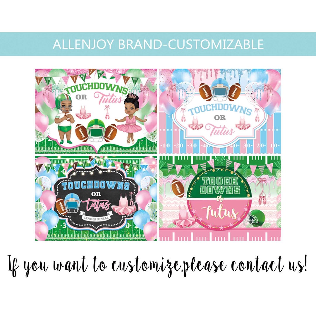 Touchdowns or Tutus Gender Reveal Backdrop,boy or Girl Pink or Blue He ...