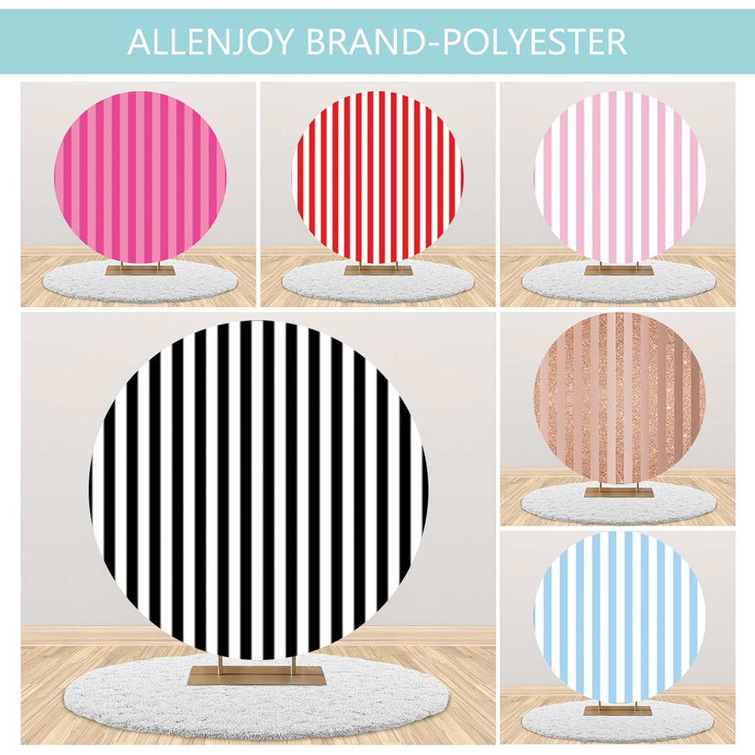 Black and White Striped Round Backdrop Cover,pink Striped Circle ...
