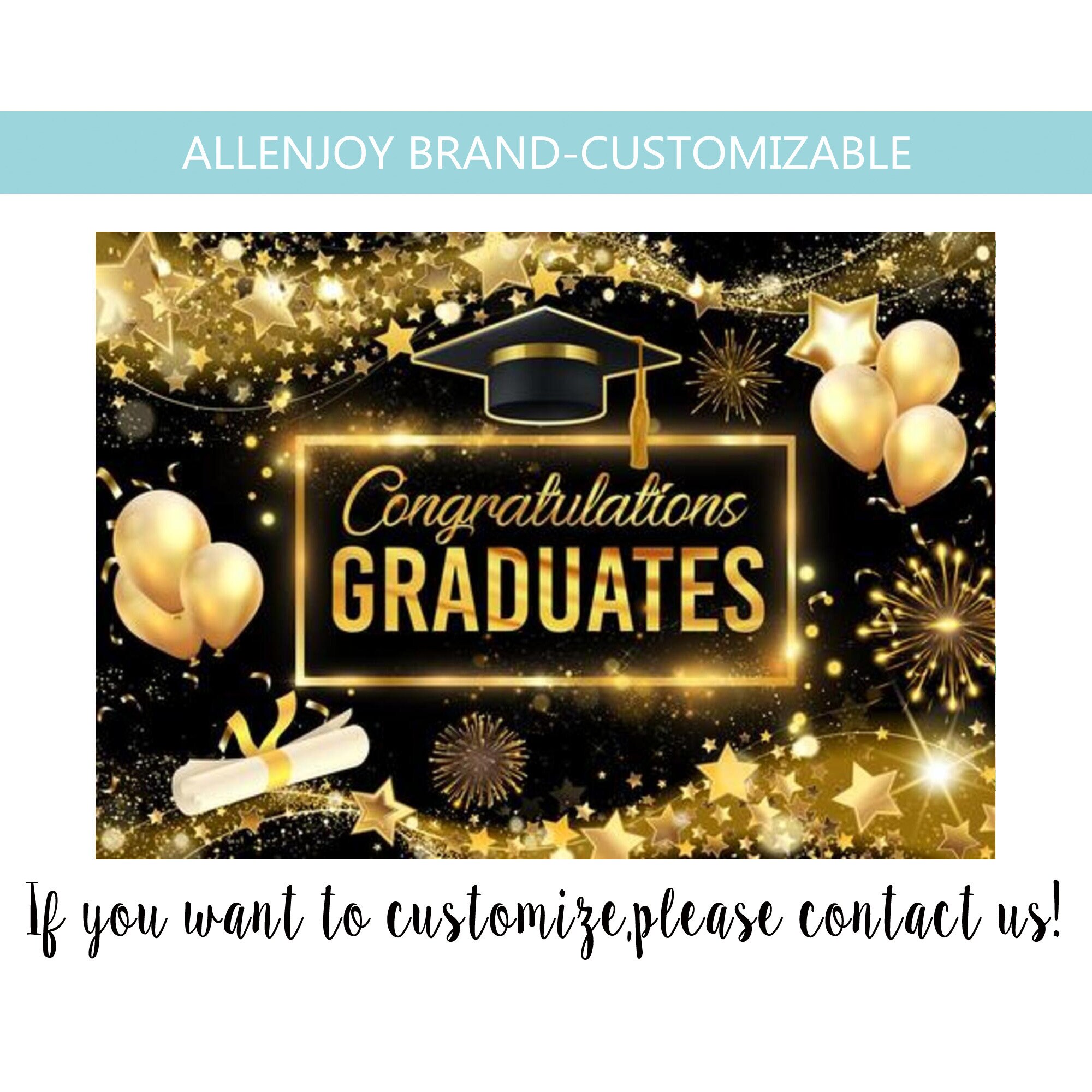 Black and Gold Graduation Backdrop 2022congrats Grad Party - Etsy