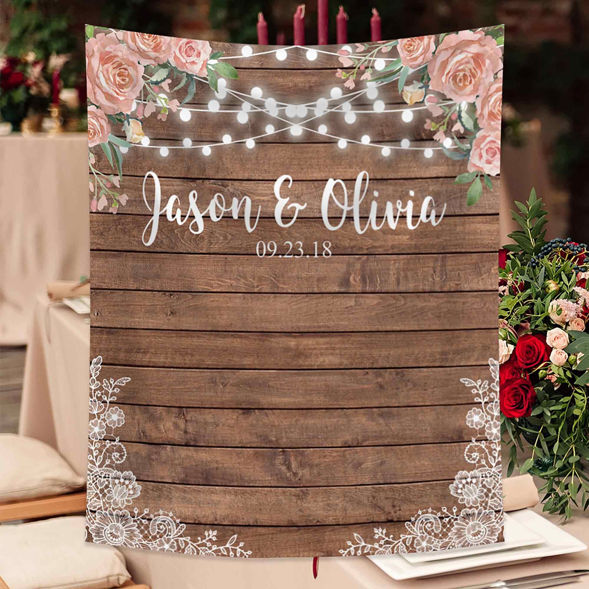 Personalized Wedding Backdrop, Rustic Wood Wedding Backdrop for ...