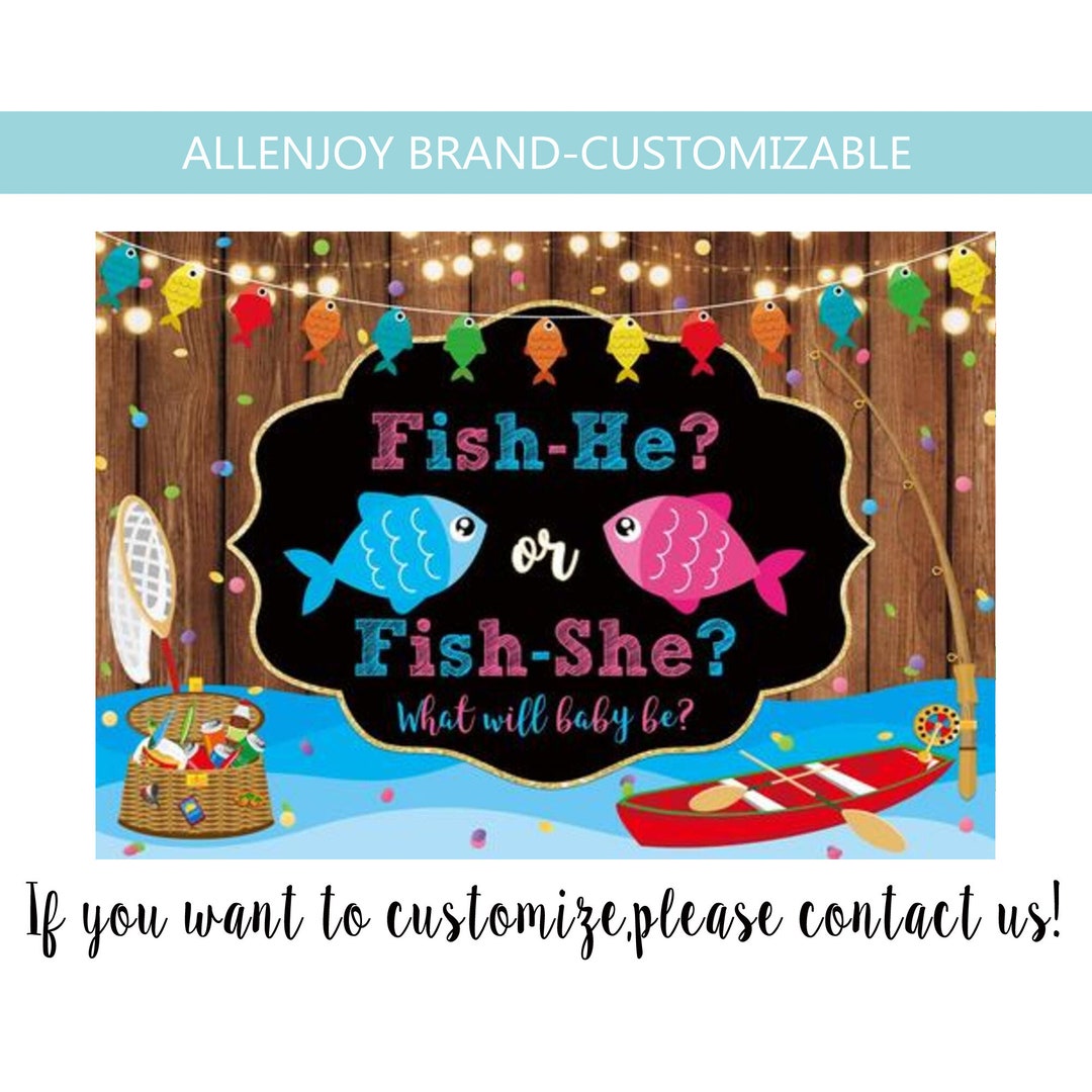 Fish Gender Reveal Backdrop,pink Blue Fish-she Fish-he Baby Shower ...