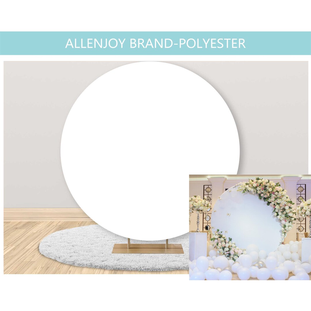 White Round Backdrop Cover,white Fabric Circle Backdrop With Elastic ...