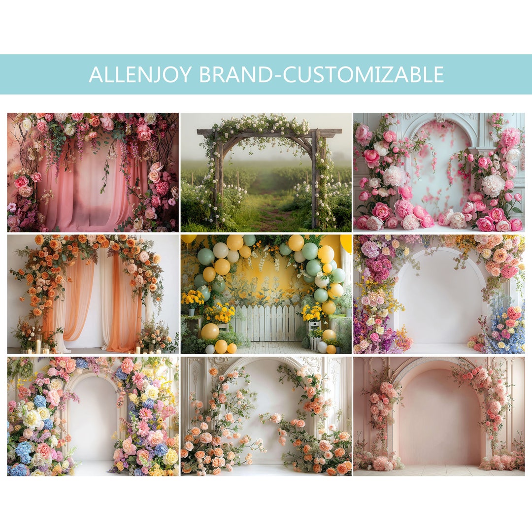 Floral Arch Wall Photography Backdrop, Colorful Flower Arch Photo ...