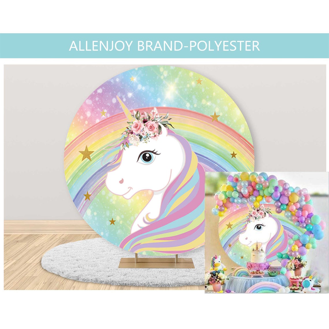 Unicorn Circle Round Backdrop Coverbaby Shower Kids Birthday - Etsy