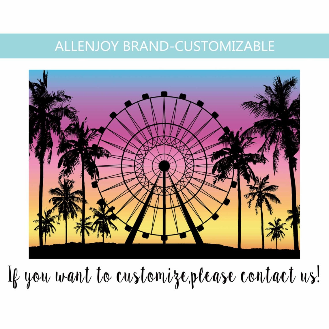 Summer Ferris Wheel Party Backdropmusic Festival Palm Leaves - Etsy