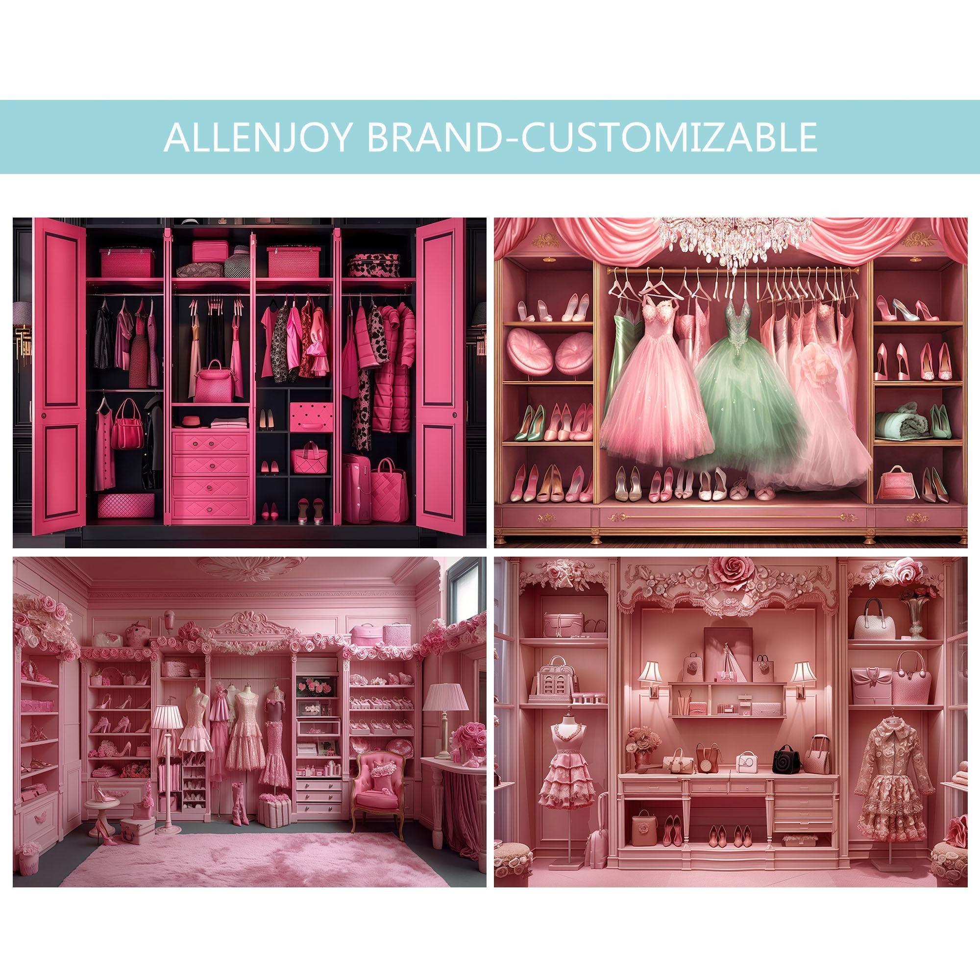 Pink Closet Birthday Backdrop, Pink Fashion Doll House Closet Baby ...