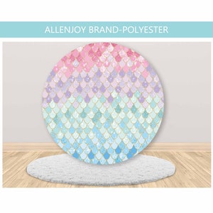 Mermaid Round Backdrop,girl Mermaid Birthday Circle Round Backdrop ...