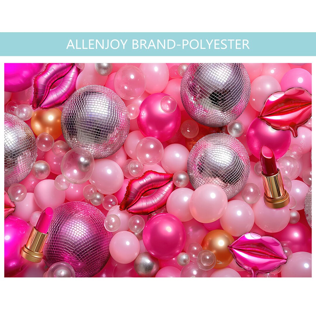 Pink Disco Balloon Photography Backdrop, Pink Birthday Party Backdrop ...