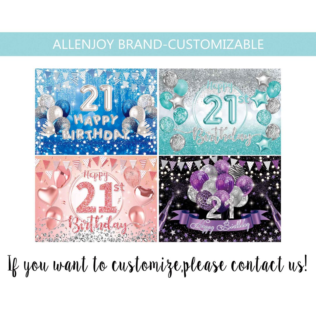 21st Birthday Backdrop,girl 21st Birthday Banner,21 Years Old Birthday ...
