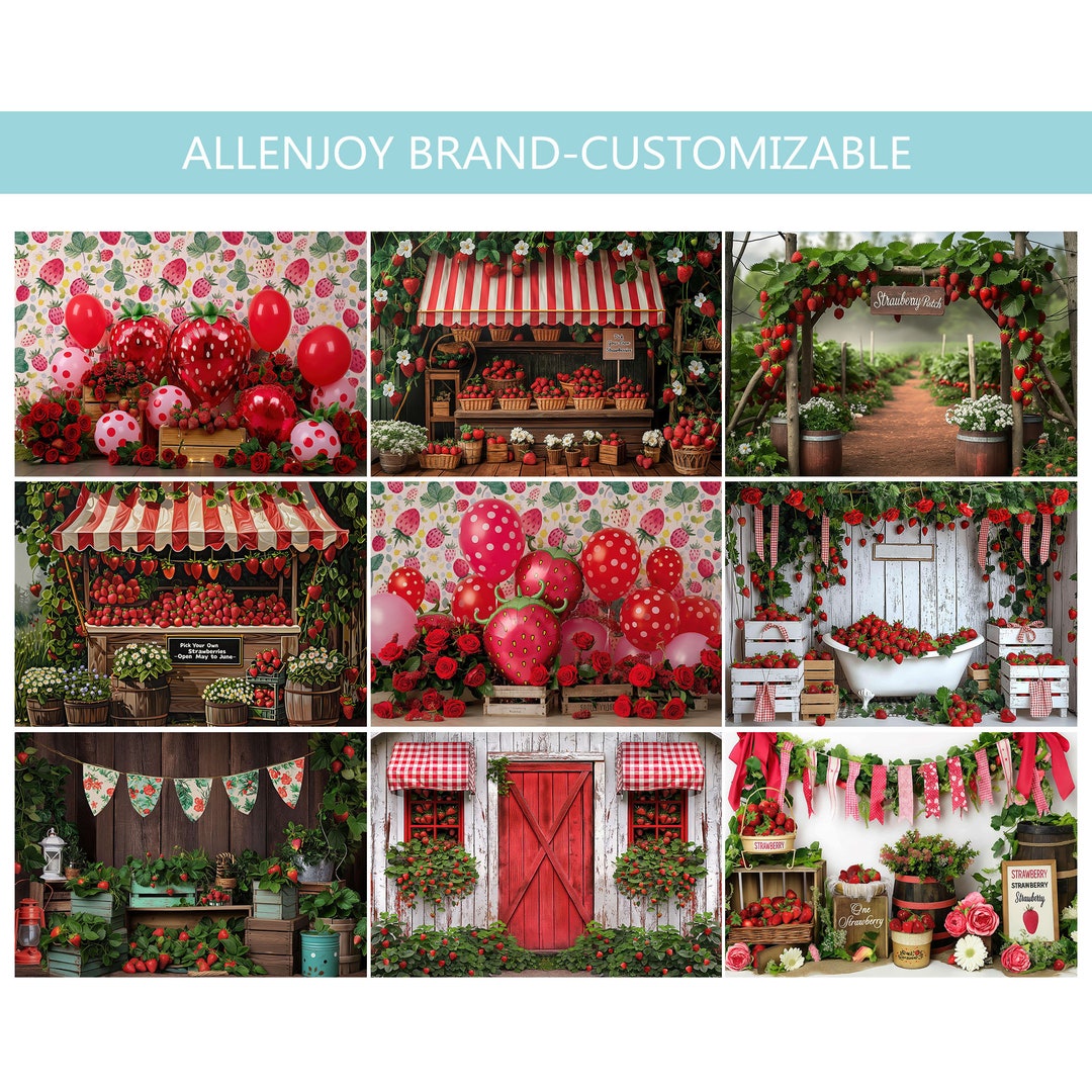 Strawberry Photography Backdrop, Strawberry Fruit Store Photo Backdrop ...