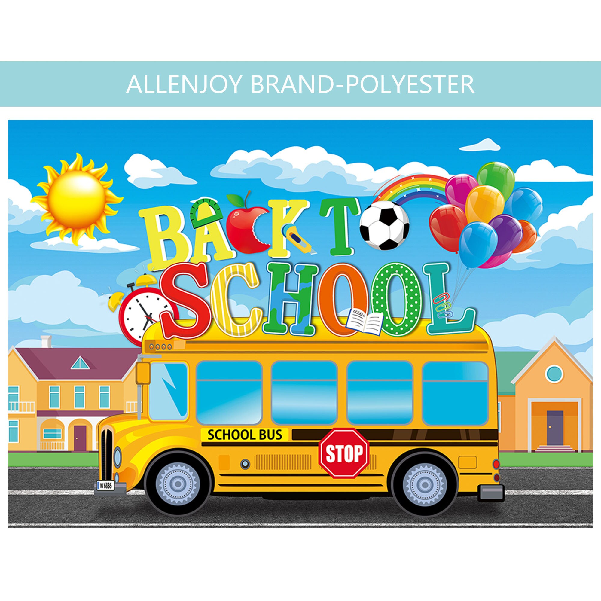 Back to School Bus Photography Backdrop, Yellow School Bus Photo ...