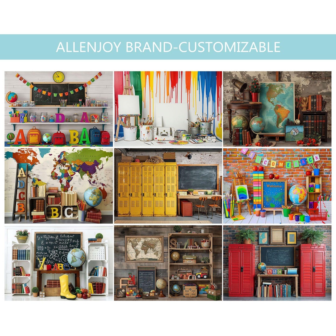 Classroom School Chalkboard Photography Backdrop, Back to School Photo ...