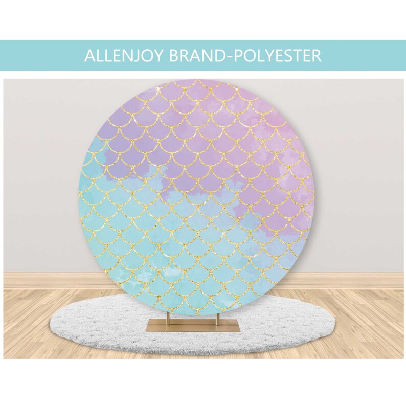 Mermaid Round Backdropgirl Mermaid Birthday Circle Round | Etsy