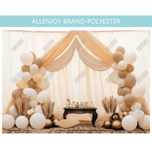 Boho Balloon Arch Photography Backdrop, Beige Boho Arch Balloon Baby ...