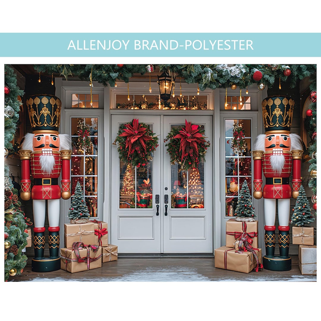 Christmas Toy Store Background, Red Nutcracker Soldier Decorations ...