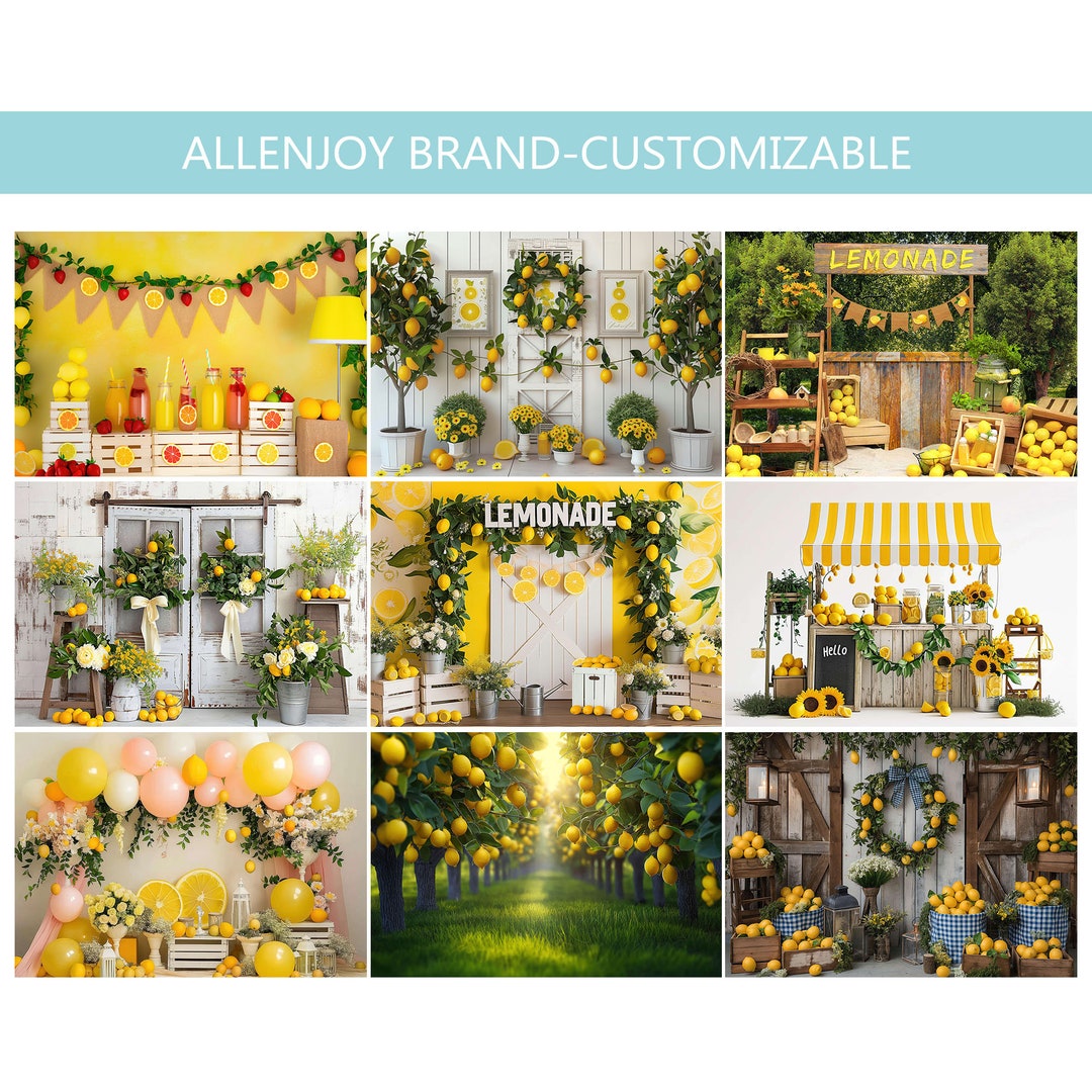 Lemon Yellow Photography Backdrop, White Door Lemon Photo Backdrop ...