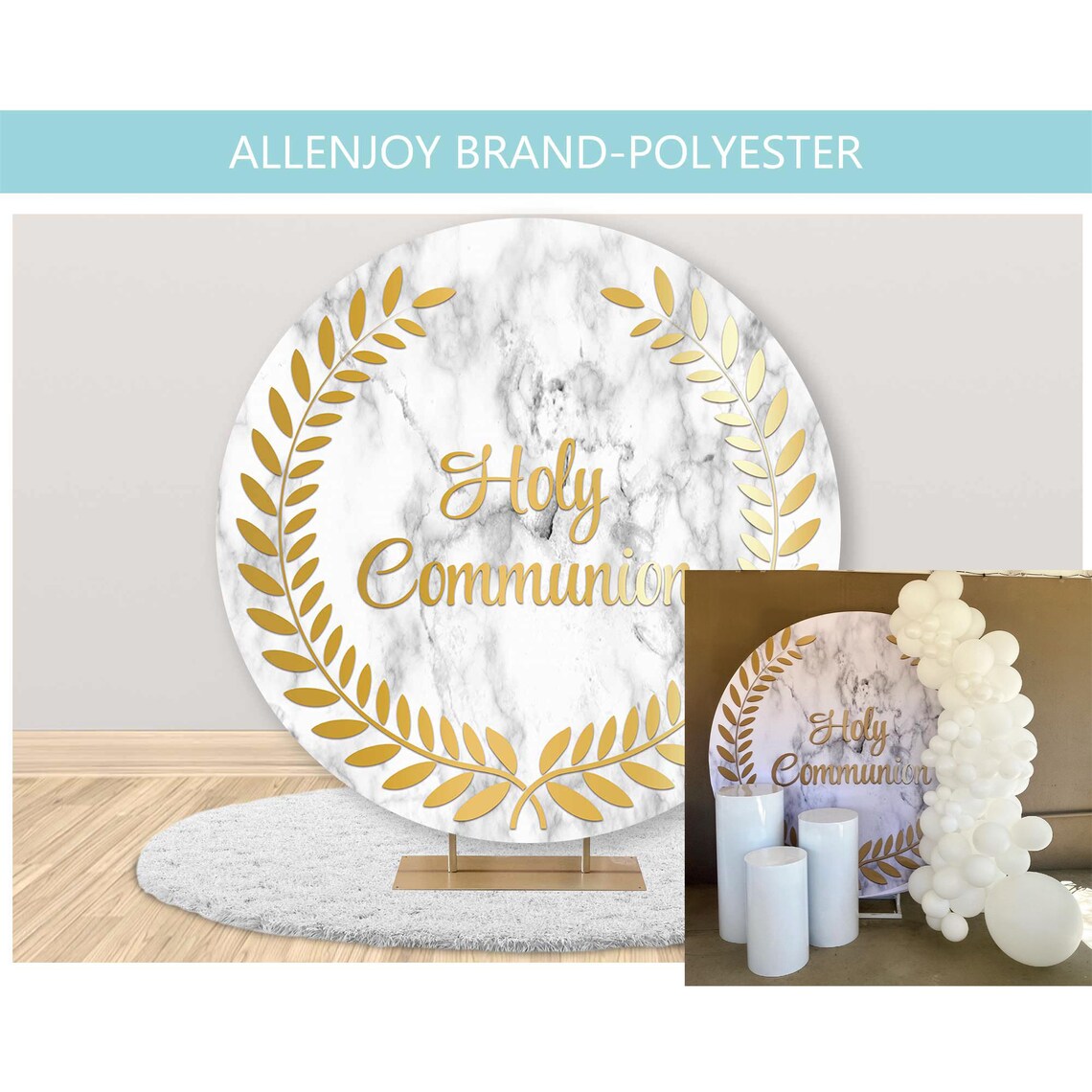 Holy Communion Circle Round Backdrop Coverbaptism Baby Shower - Etsy