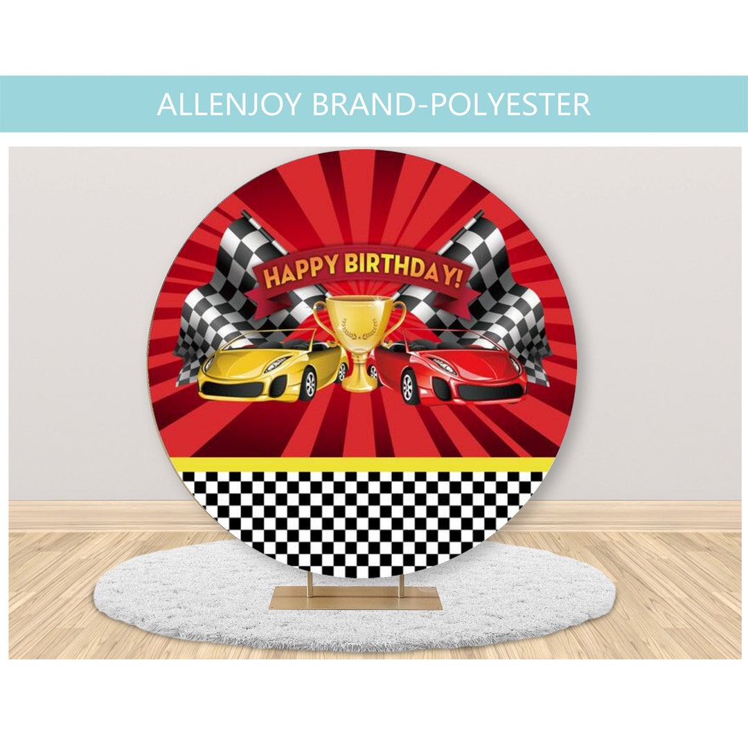 Race Car Round Backdrop Cover,baby Shower Boys Birthday Custom Car ...