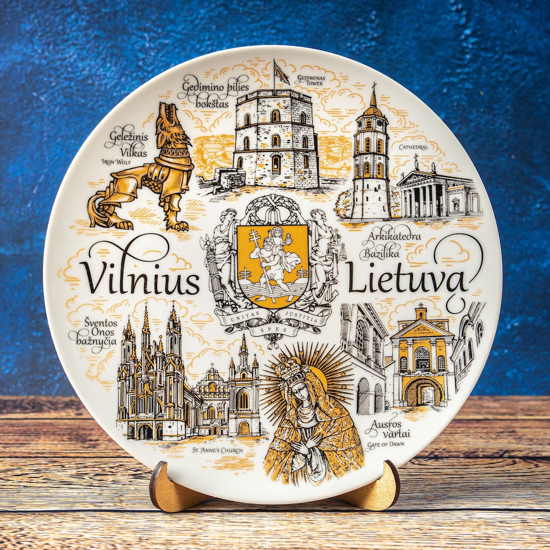 Vilnius Cityscape Porcelain Plate: Lithuania Travel Souvenir - Etsy