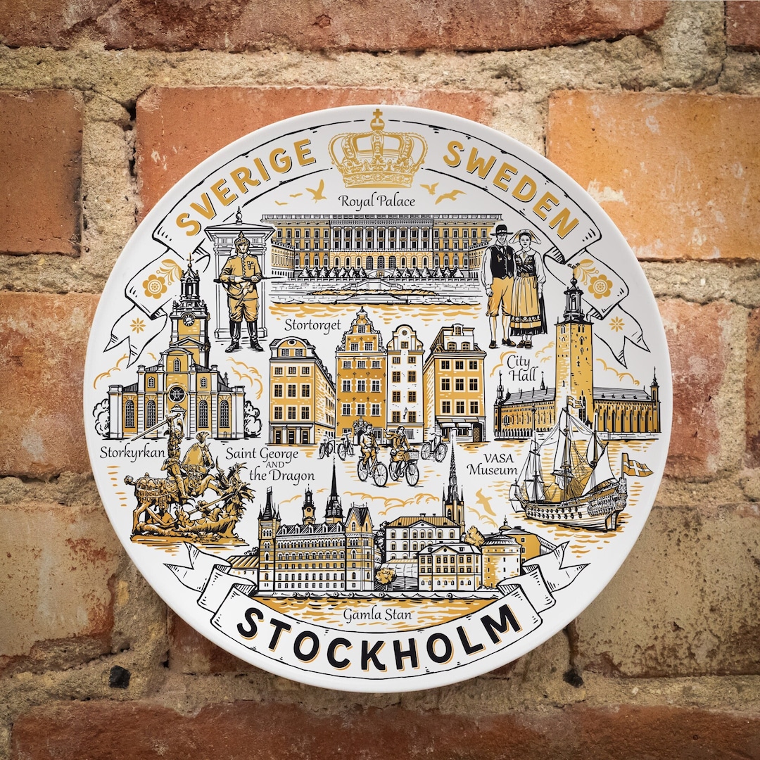 Sweden Souvenir From Stockholm, Decorative Plate for Display, Travel ...