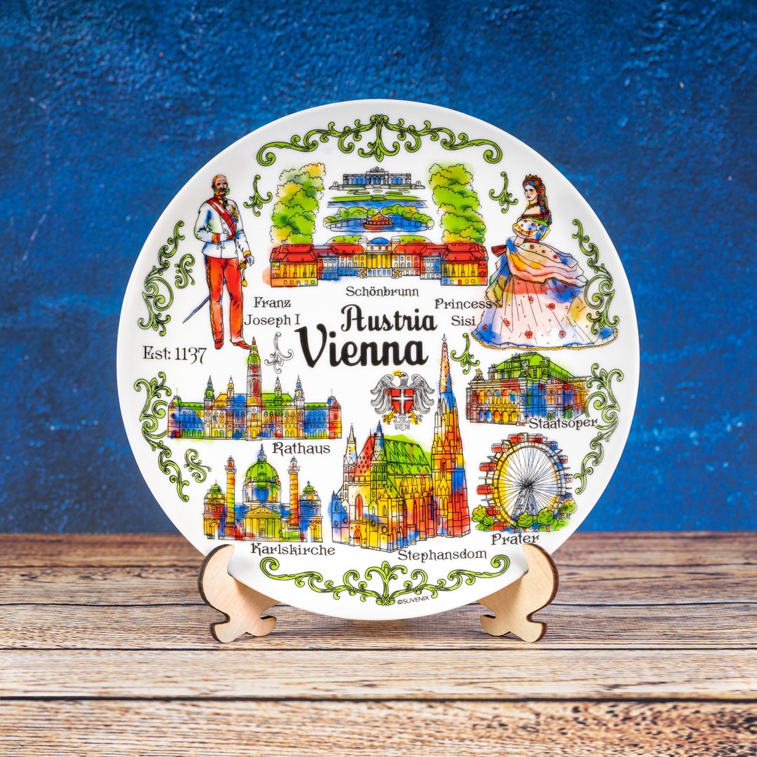 Vienna Plate. Watercolor Style Hanging Wall Porcelain Plate 20cm ...