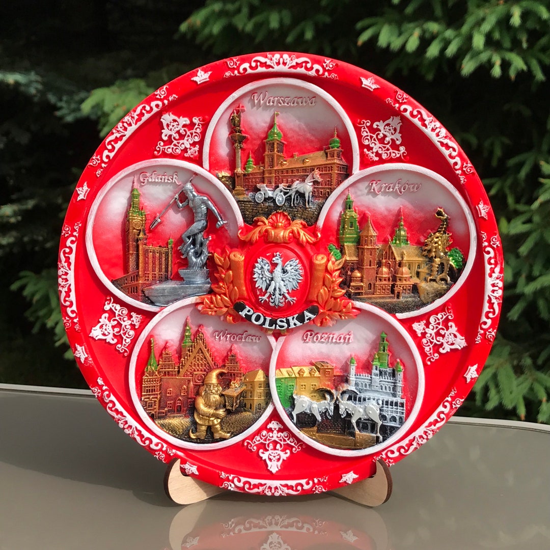 Poland Plate. Hand Painted Hanging 3D Polyceramic Decorative Souvenir ...