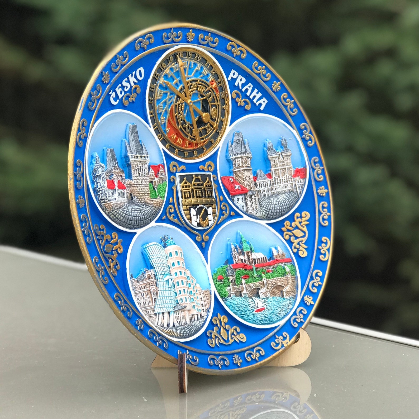 Prague Plate. Hand Painted Hanging 3D Polyceramic Decorative Souvenir ...