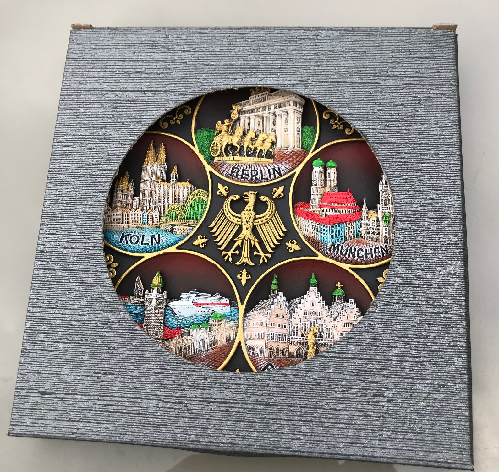 Germany Plate. Hand Painted Hanging 3D Polyceramic Decorative - Etsy