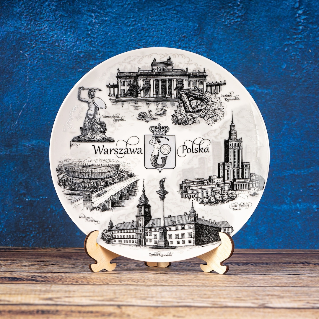 Warsaw Plate. Silver Style Hanging Wall Porcelain Plate 20cm Decorative ...