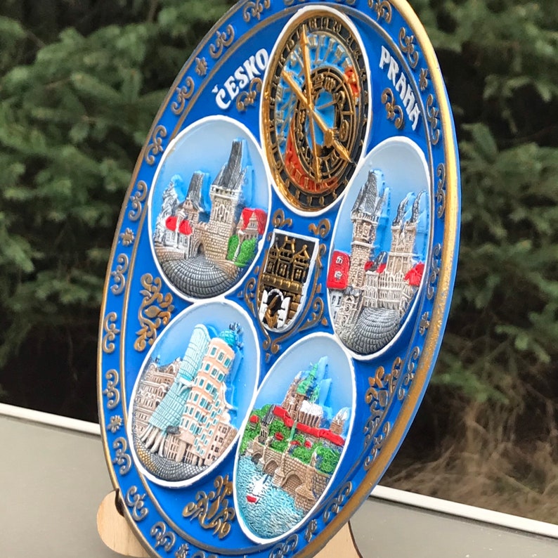 Prague Plate. Hand Painted Hanging 3D Polyceramic Decorative Souvenir ...