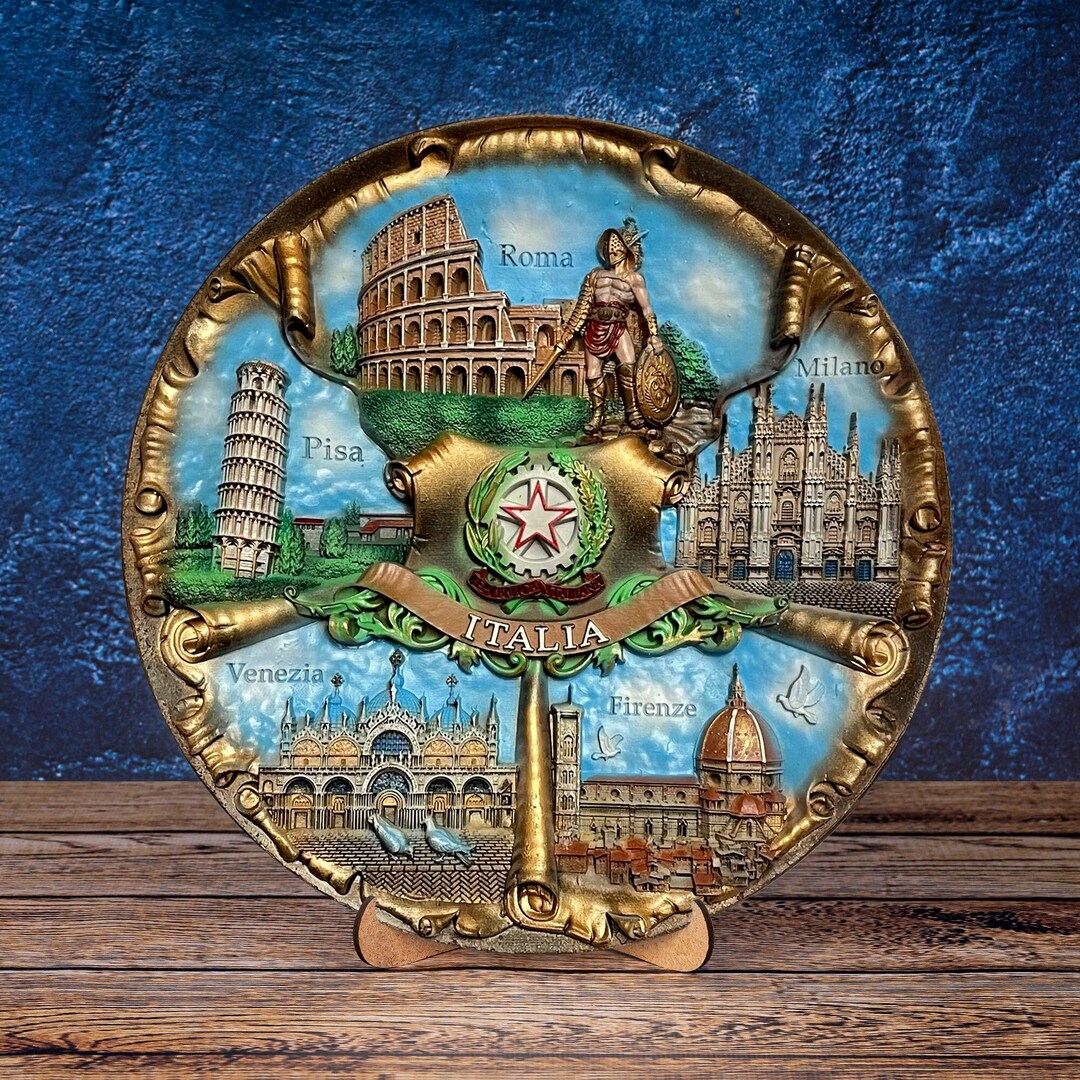 Italian Majesty Ceramic Plate 20cm - Vivid Landmarks Decor, Hand ...