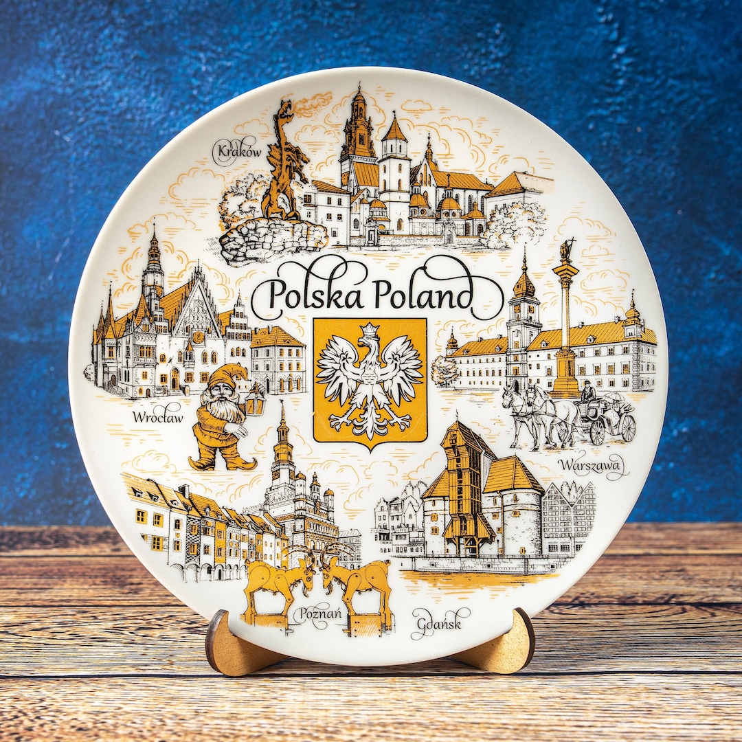 Poland Plate 20 Cm/7.87". Gold Style Hanging Wall Porcelain Plate ...