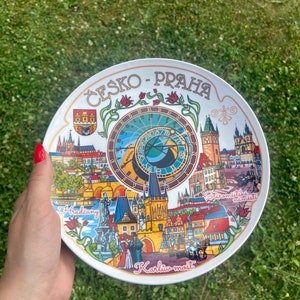 Prague Ceramic Wall Plate: Czech Republic Souvenir With Stand - Etsy