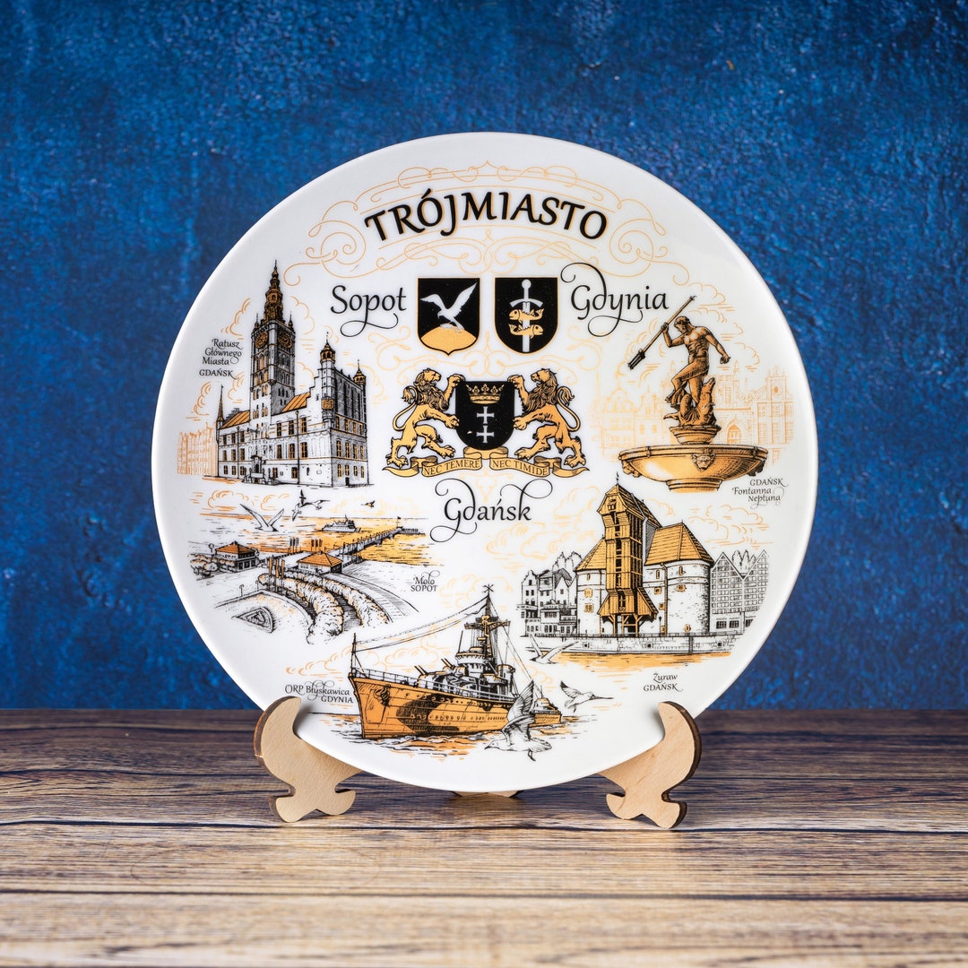 Tricity Poland Plate. Gold Style Hanging Wall Porcelain Plate 20cm ...