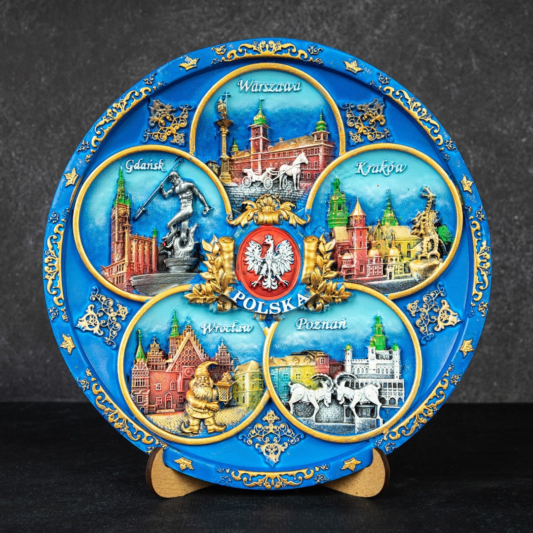 Poland Plate. Hand Painted Hanging 3D Polyceramic Decorative Souvenir ...