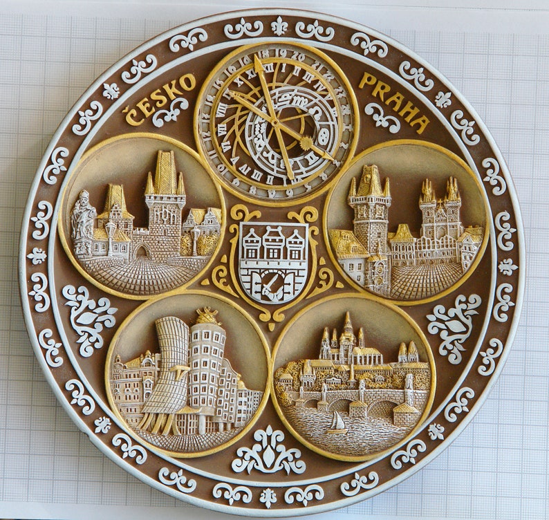 Hand-painted Prague Souvenir Plate: 3D Polyceramic Wall Decor - Etsy