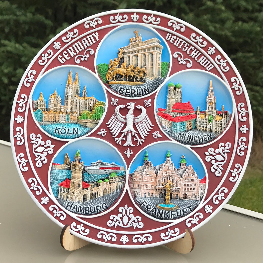 Germany Plate. Hand Painted Hanging 3D Polyceramic Decorative Souvenir ...