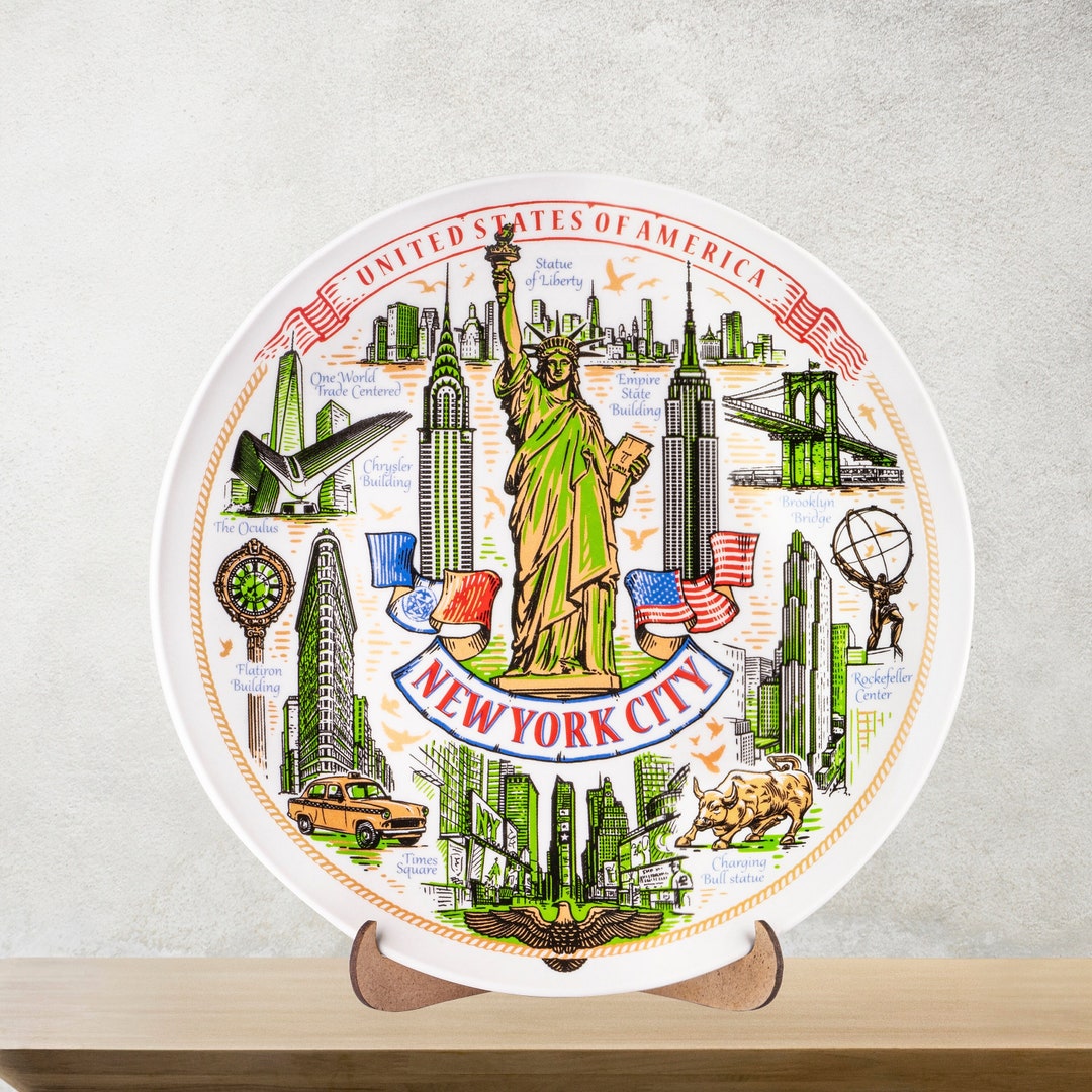 New York City Plate. Vintage Style Hanging Wall Porcelain Plate 7,9 ...