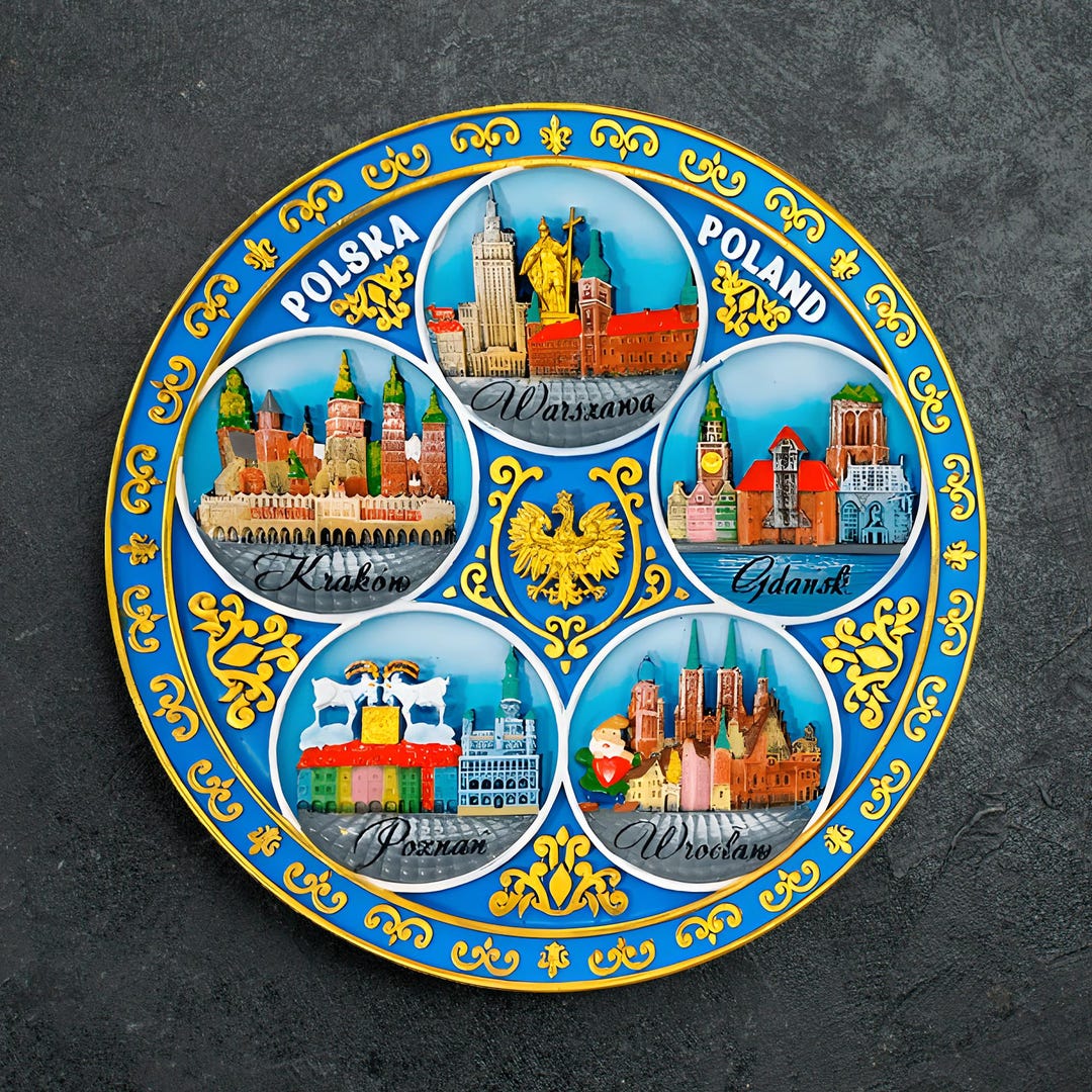 Handpainted 20cm Poland Souvenir Plate | Warsaw Krakow Gdansk Poznan ...
