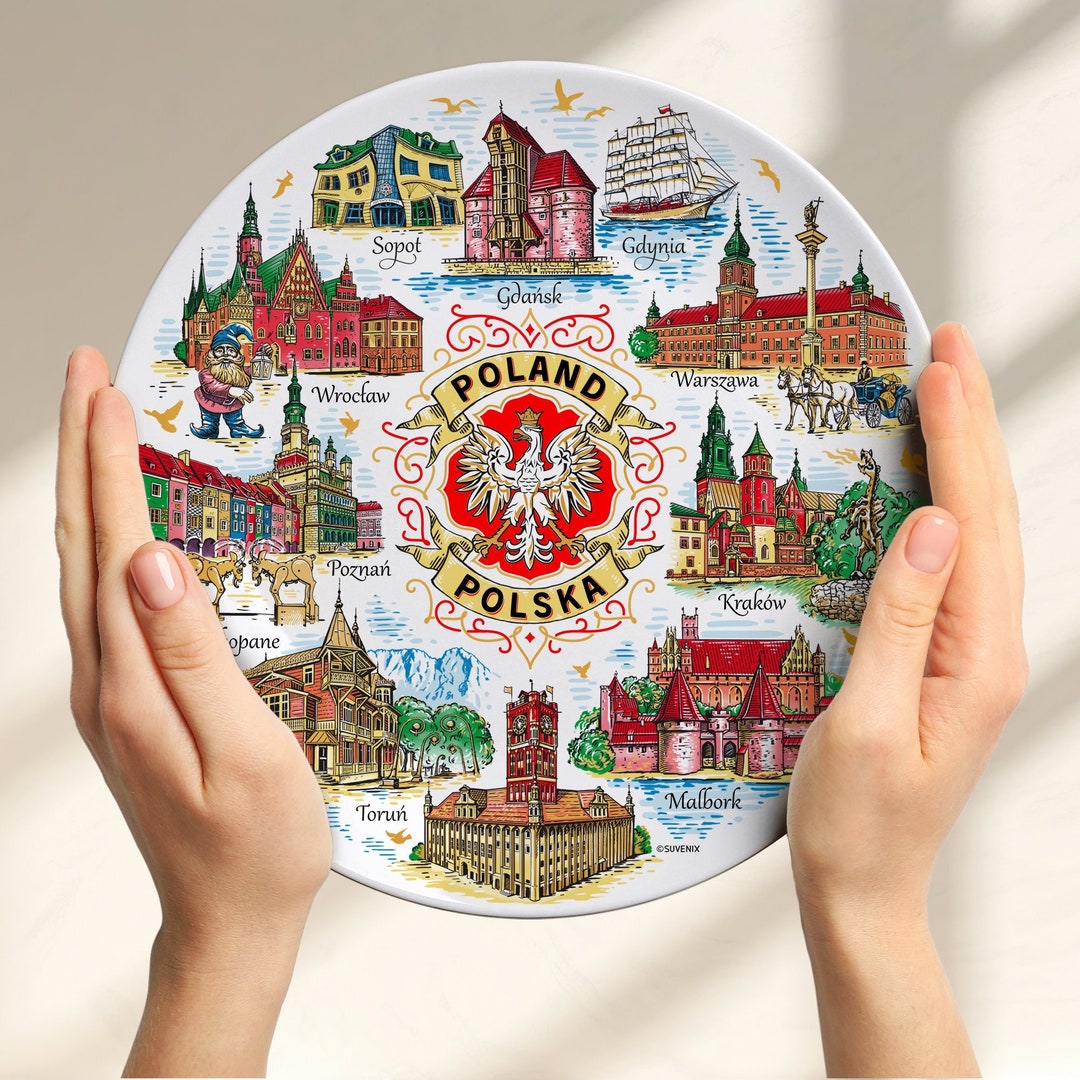 Poland Souvenir Plate 20cm Landmarks Decorative Wall Plate Color ...