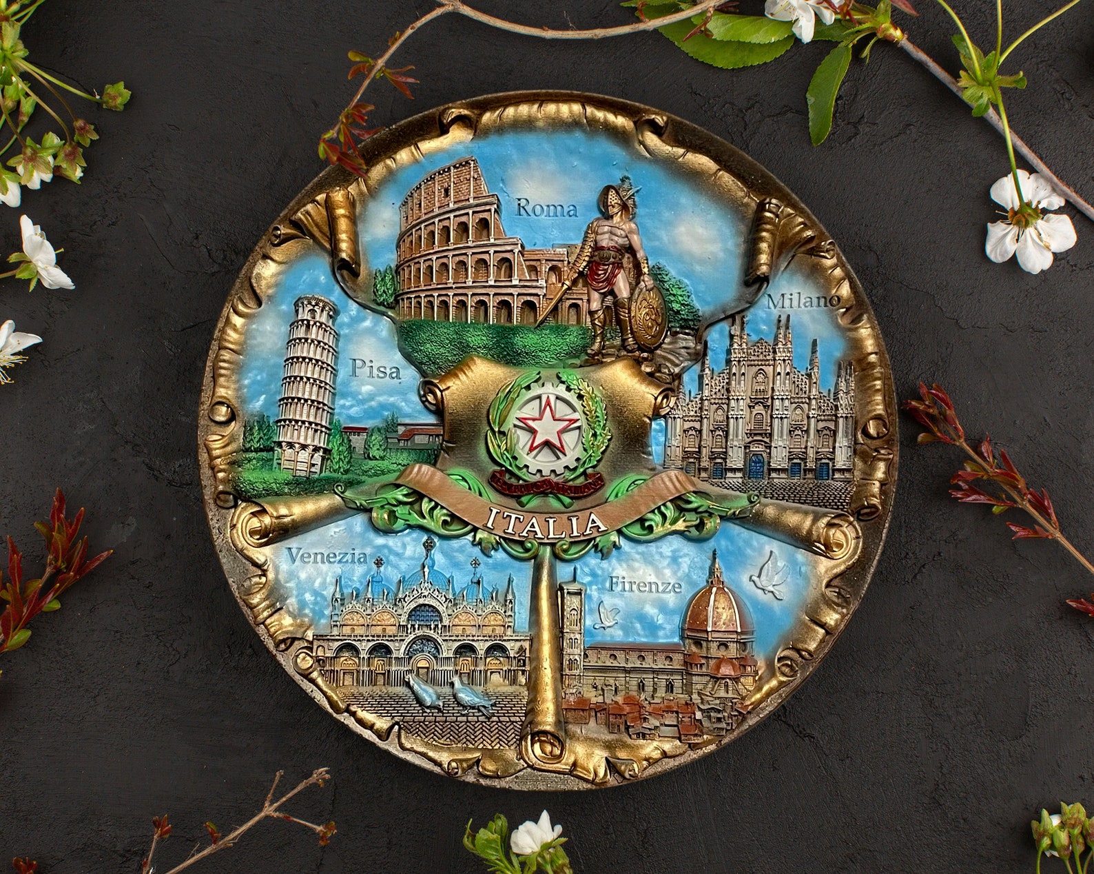 Italian Majesty Ceramic Plate 20cm - Vivid Landmarks Decor, Hand ...