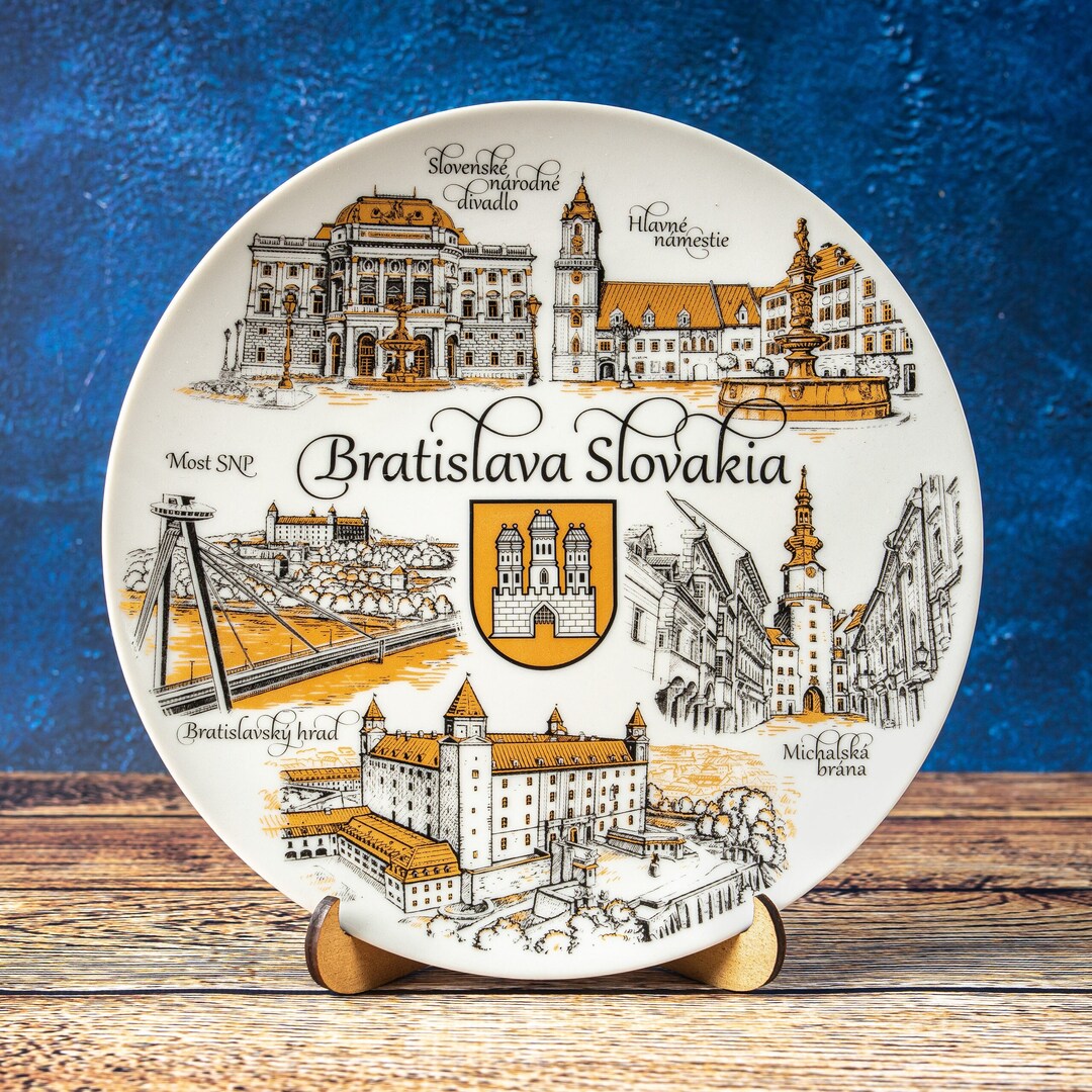 Bratislava Plate. Gold-black Style Hanging Wall Porcelain Plate 20cm ...