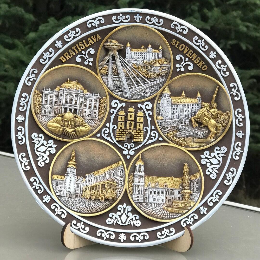 Hand-painted Bratislava Souvenir Plate: Slovakia Landmarks, Limited ...