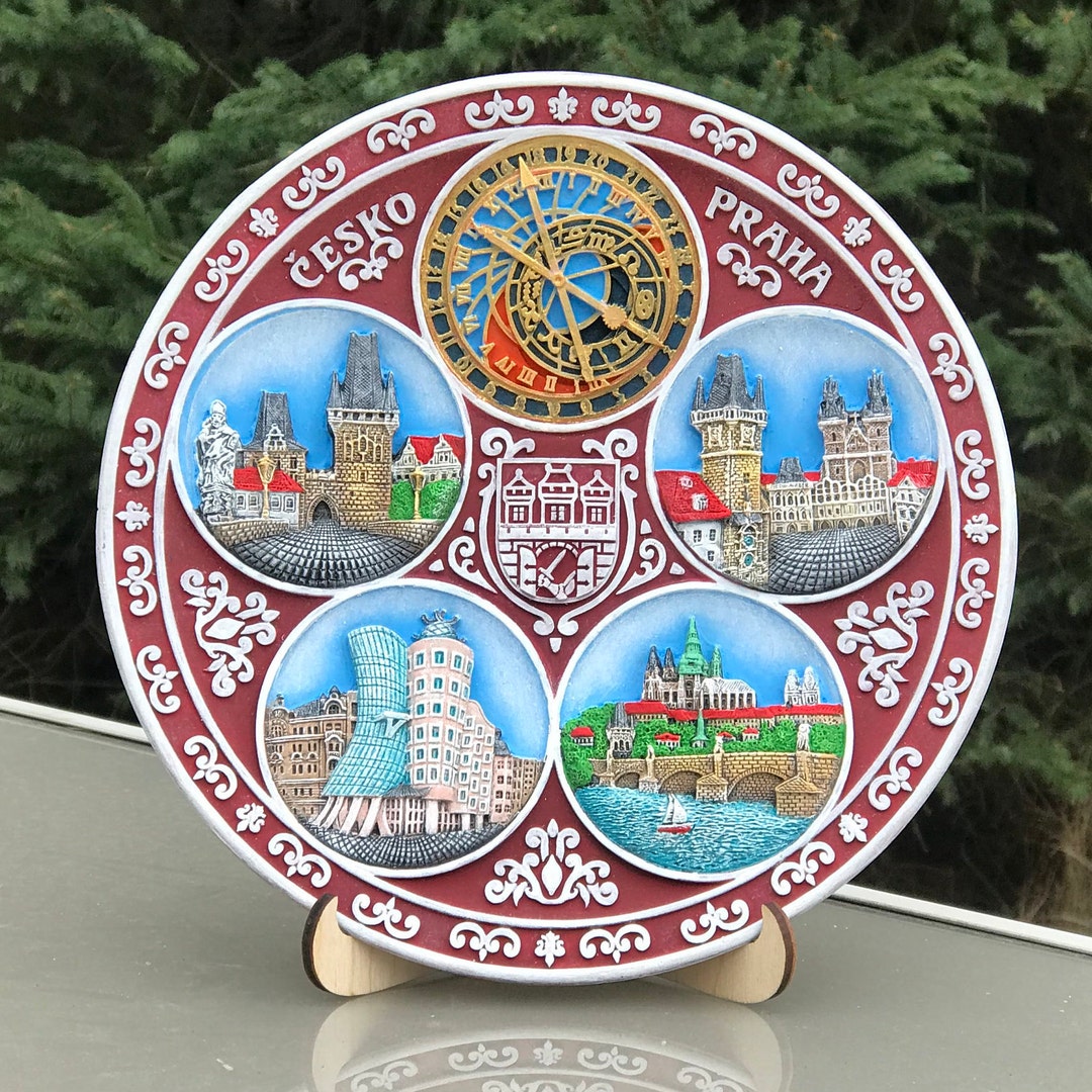 Hand-painted Prague Souvenir Plate: 3D Polyceramic Wall Decor - Etsy
