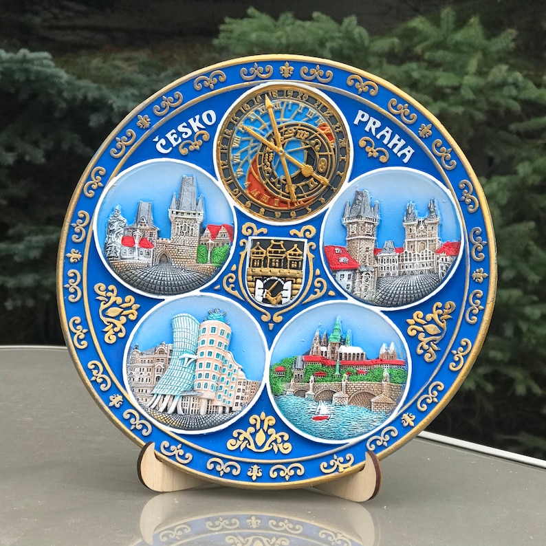Prague Plate. Hand Painted Hanging 3D Polyceramic Decorative Souvenir ...