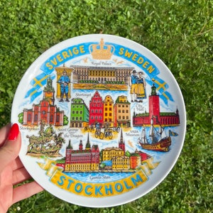 Colorful Stockholm Souvenir Plate 20cm - Swedish Landmarks Ceramic Wall ...