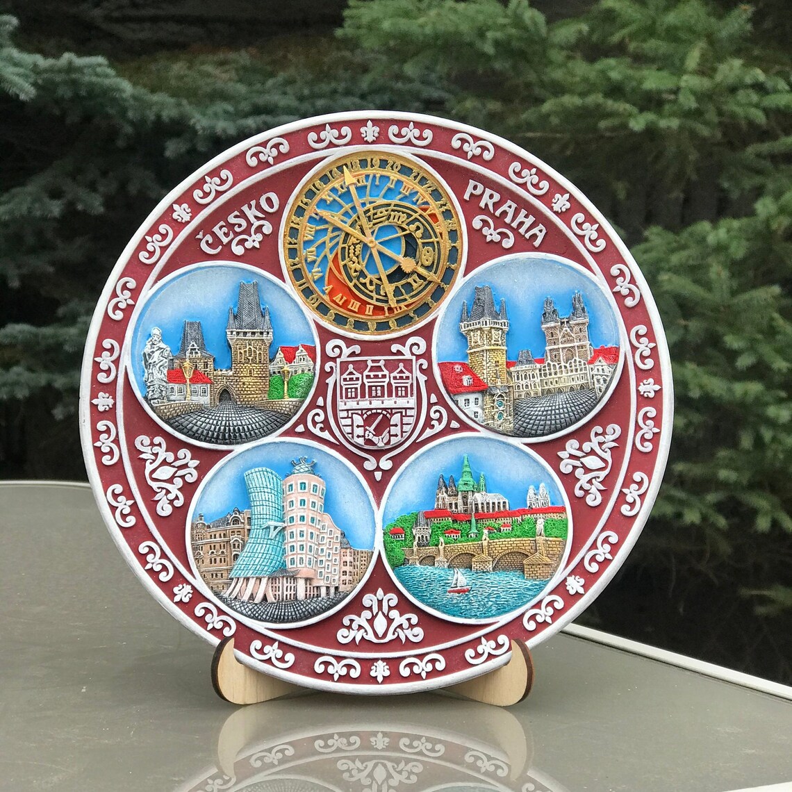 Prague Plate. Hand Painted Hanging 3D Polyceramic Decorative - Etsy