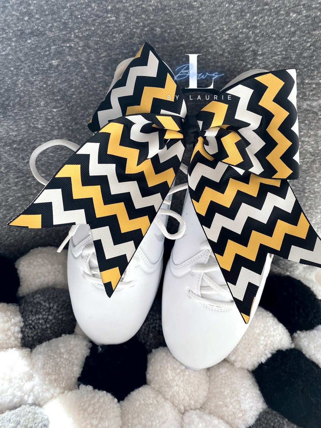 Custom Cheer Bow Competition Bow Rhinestone Cheeryellow Chevron Bow - Etsy