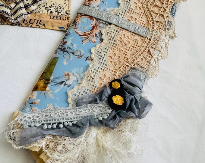 French Inspired Blue Journal | Tall and Slim Junk Journal | Blue ...